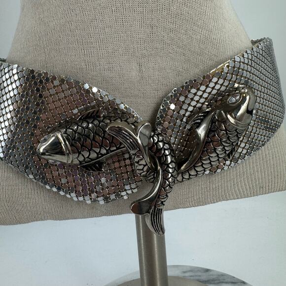 Vintage | Accessories | Vintage Silver Chainmail Interlocking Koi Fish ...